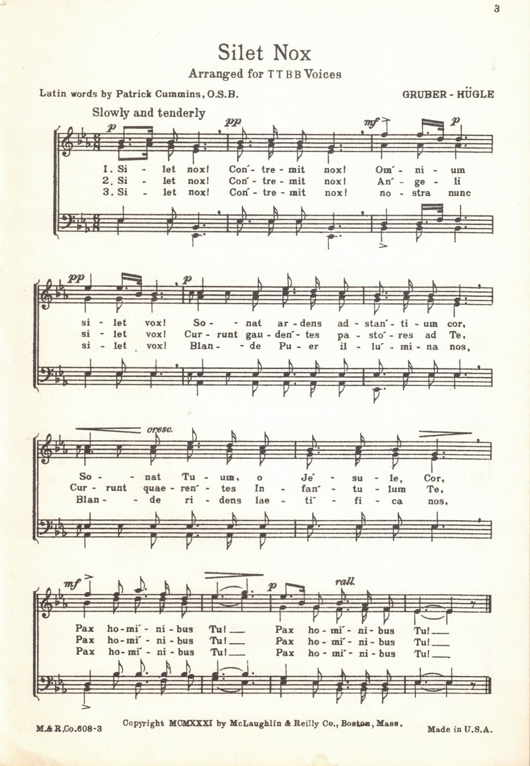 Silent Night - Mother of Mercy Catholic Hymns